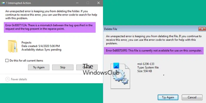 An unexpected error is keeping you from deleting the file An unexpected error is keeping you from deleting the file