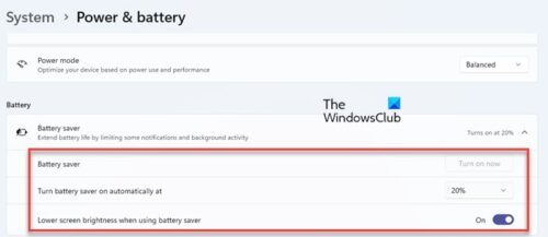 How to change Battery Saver Mode settings in Windows 11