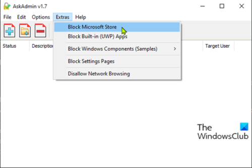 How to disable Microsoft Store in Windows using AskAdmin app