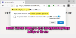 Disable This Site is trying to open this application - Edge or Chrome