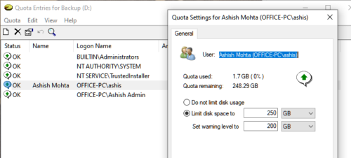 How to set and configure Disk Quota in Windows Server