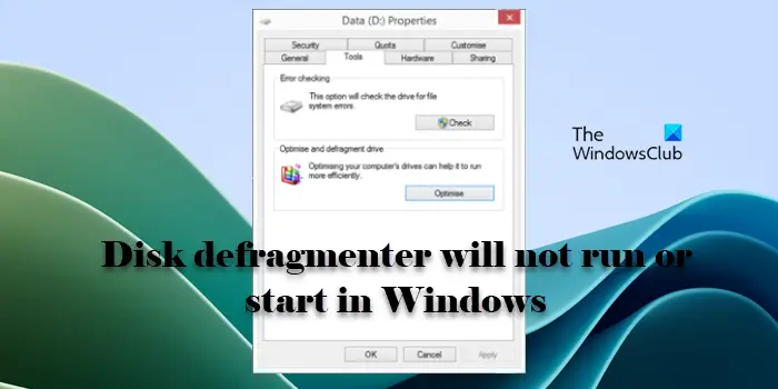 Optimize Drives Tool shows Never Run or Optimization not available Optimize Drives Tool shows Never Run or Optimization not available
