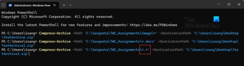How to Zip and Unzip files using PowerShell in Windows 11/10