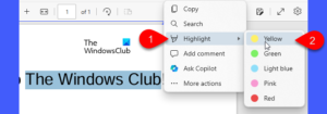 How to Highlight Text in PDF documents in Microsoft Edge browser