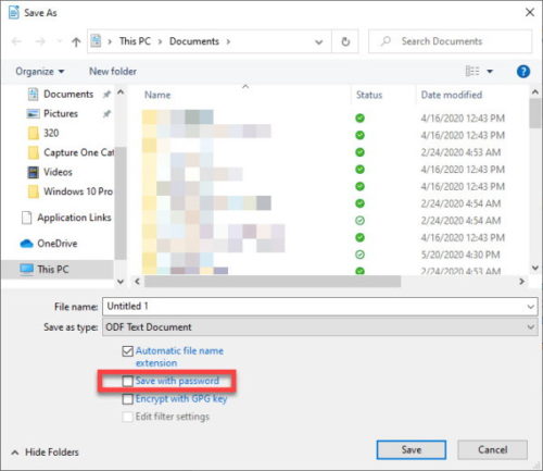 How to Encrypt and add Passwords to LibreOffice documents