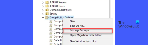 Manage, Restore, Backup Group Policy Objects in Windows 11