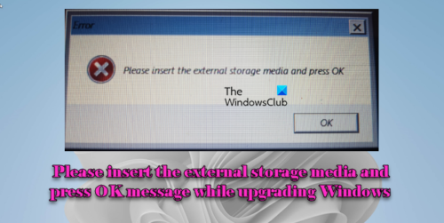 Please insert the external storage media and press OK