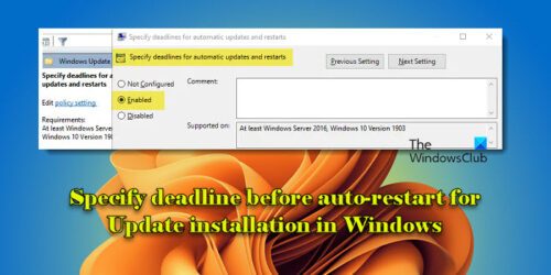 How to specify deadline before auto-restart for Update installation