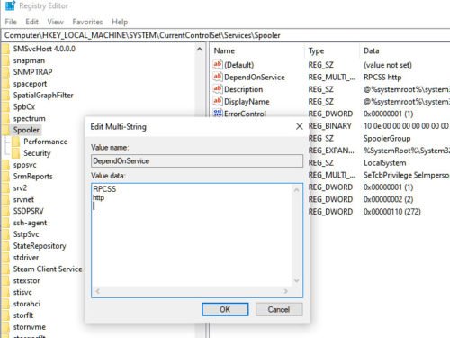 Print Spooler error 0x800706B9, Not enough resources available