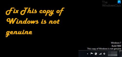 Fix This copy of Windows is not genuine