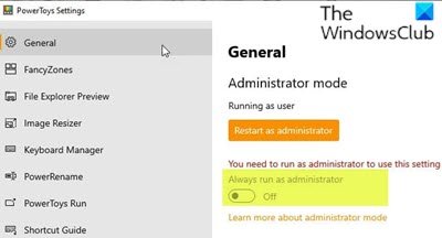 We’ve detected an application running with administrator privileges