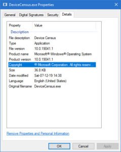 What is the Device Census (devicecensus.exe) file in Windows?