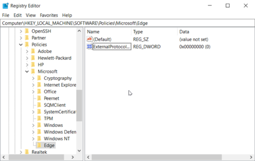 Disable This Site is trying to open this application - Edge or Chrome
