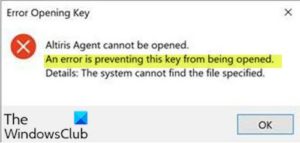 An error is preventing this key from being opened in Windows 11/10