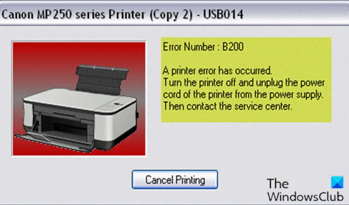 B200: Printer error has occurred on Canon printers B200: Printer error has occurred on Canon printers