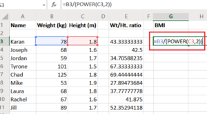 Calculate BMI in Excel using this BMI calculation formula