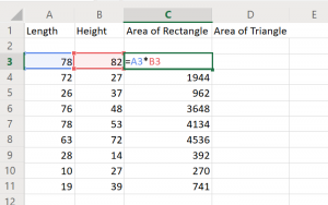 How to calculate area of Rectangle, Triangle or Circle in Excel