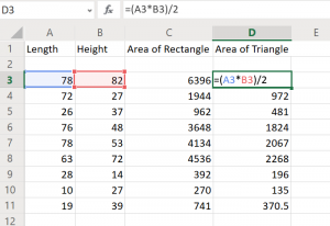 How to calculate area of Rectangle, Triangle or Circle in Excel