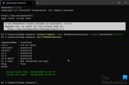 How to to check .NET Framework version installed on Windows 11