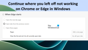Continue where you left off not working on Chrome or Edge