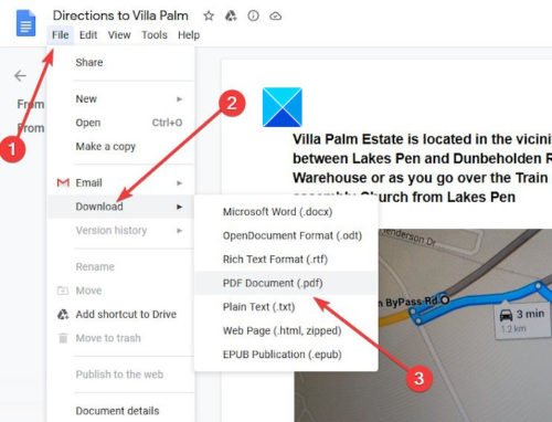 Convert Documents to PDF with Google Docs using a browser