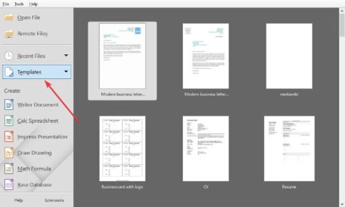 How to use a Template to create a document with LibreOffice