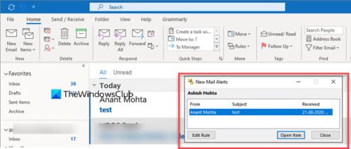 How to get notifications for selected contacts in Outlook