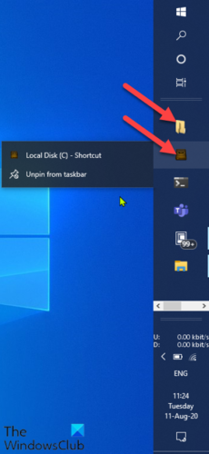 How to add Folder or Drive to Taskbar in Windows 11/10