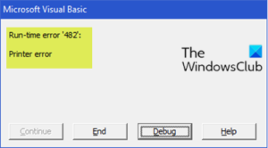 Runtime Error 482 - Printing error in Windows 11/10