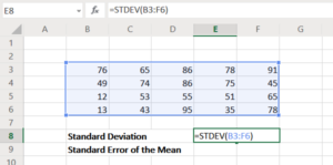 Calculate Standard Deviation and Standard Error of the Mean in Excel