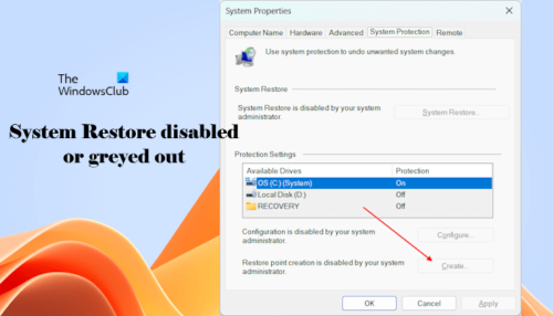 Turn On and Enable System Restore in Windows 11/10
