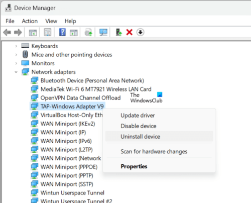 All TAP-Windows adapters on this system are currently in use