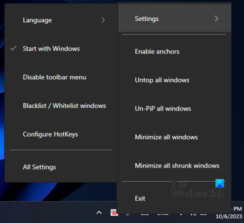 WindowTop lets you pin a window on top, make it dark or transparent