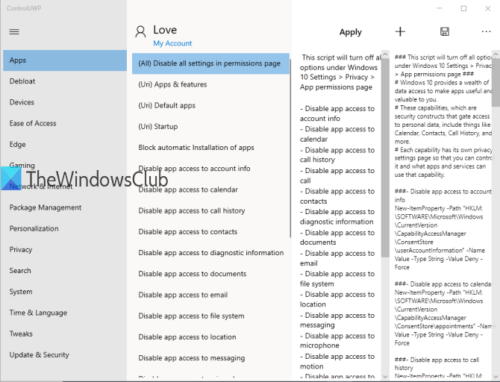 ControlUWP allows you to manage Windows 10 Settings