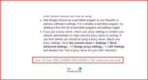 Fix ERR_CONNECTION_RESET error on Chrome browser