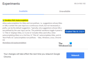 Enable Rich Address Bar Autocompletion Suggestions in Chrome