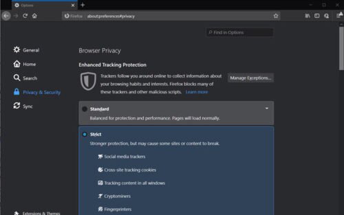 How to disable or enable Redirect Tracking Protection (ETP 2.0) in Firefox