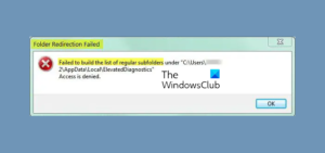 Folder Redirection Failed: Failed to build the list of regular subfolders