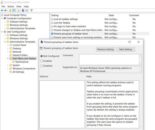 How to Group Taskbar Icons in Windows 10