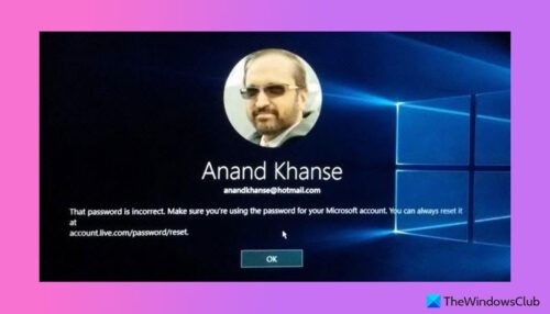 That password is incorrect error during Windows sign in