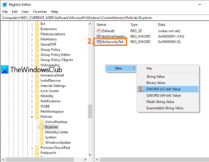 Add or remove Security tab from File Explorer in Windows 11/10