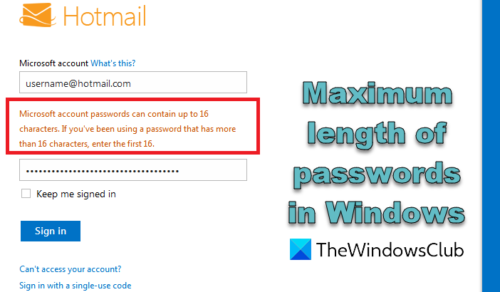 What is the maximum length of Password in Windows 11?