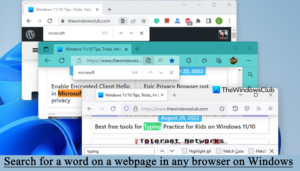 Search open tabs in Edge, Chrome, Firefox, Opera browsers
