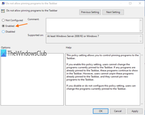 Prevent Pinning or Unpinning of Programs to Taskbar in Windows 11