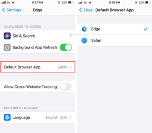 How to set Microsoft Edge as default browser on iPhone or iPad
