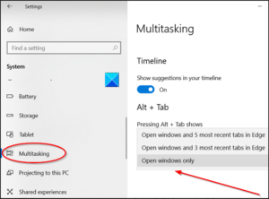 Do not display Edge tabs in Alt+Tab in Windows 11
