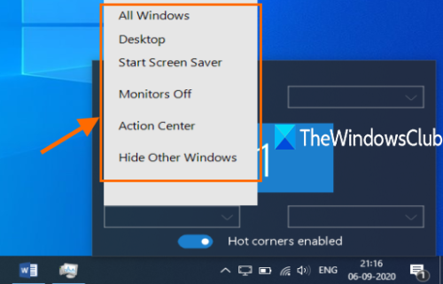 WinXCorners adds Mac-style Hot Corners to Windows 11/10