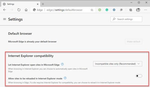 Group Policies to configure redirection to Microsoft Edge