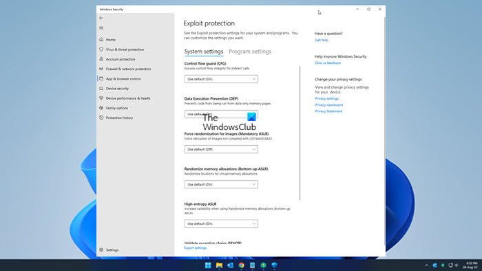 Enable And Use Exploit Protection In Windows 11 10 | thewindowsclub Enable And Use Exploit Protection In Windows 11 10 | thewindowsclub