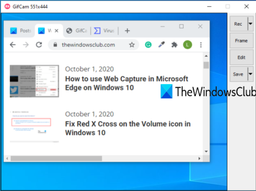 Best free software to Record Screen as GIF in Windows PC